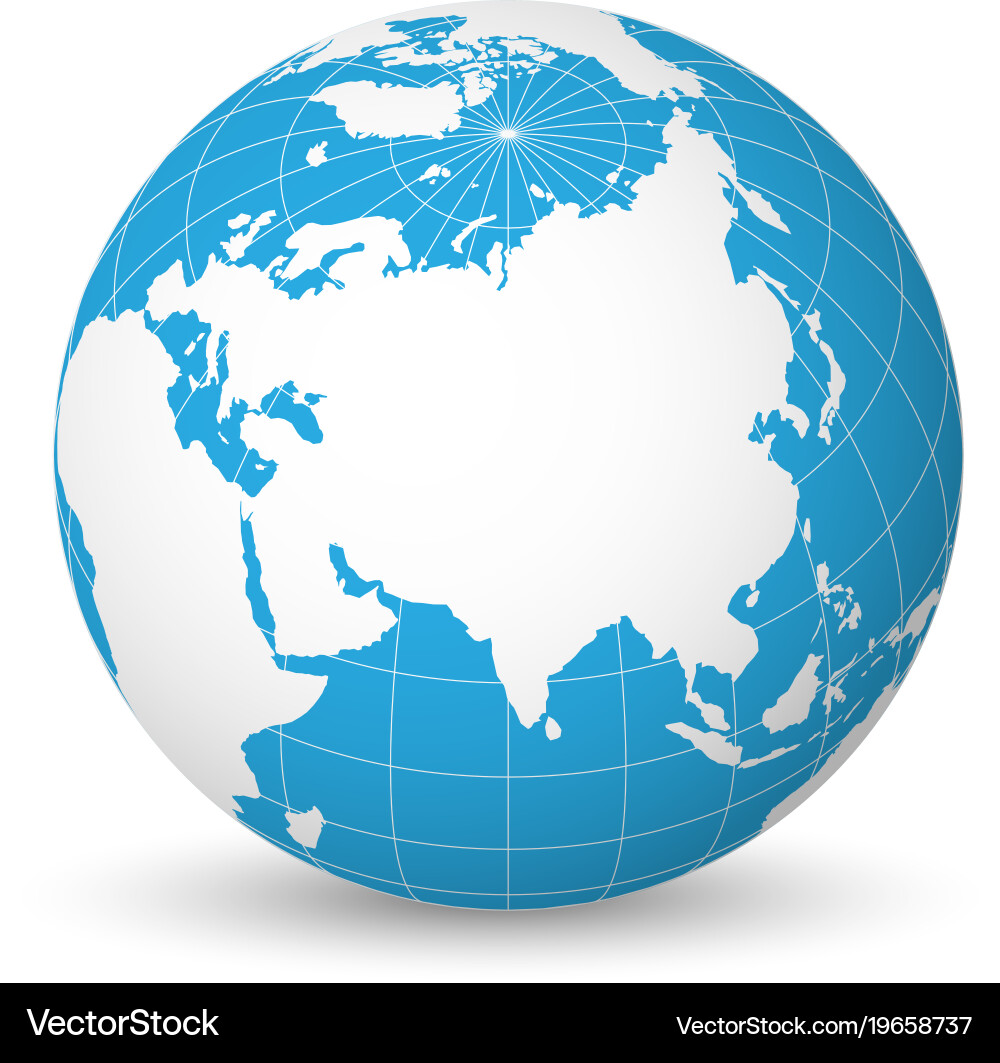 Earth globe with white world map and blue seas Vector Image