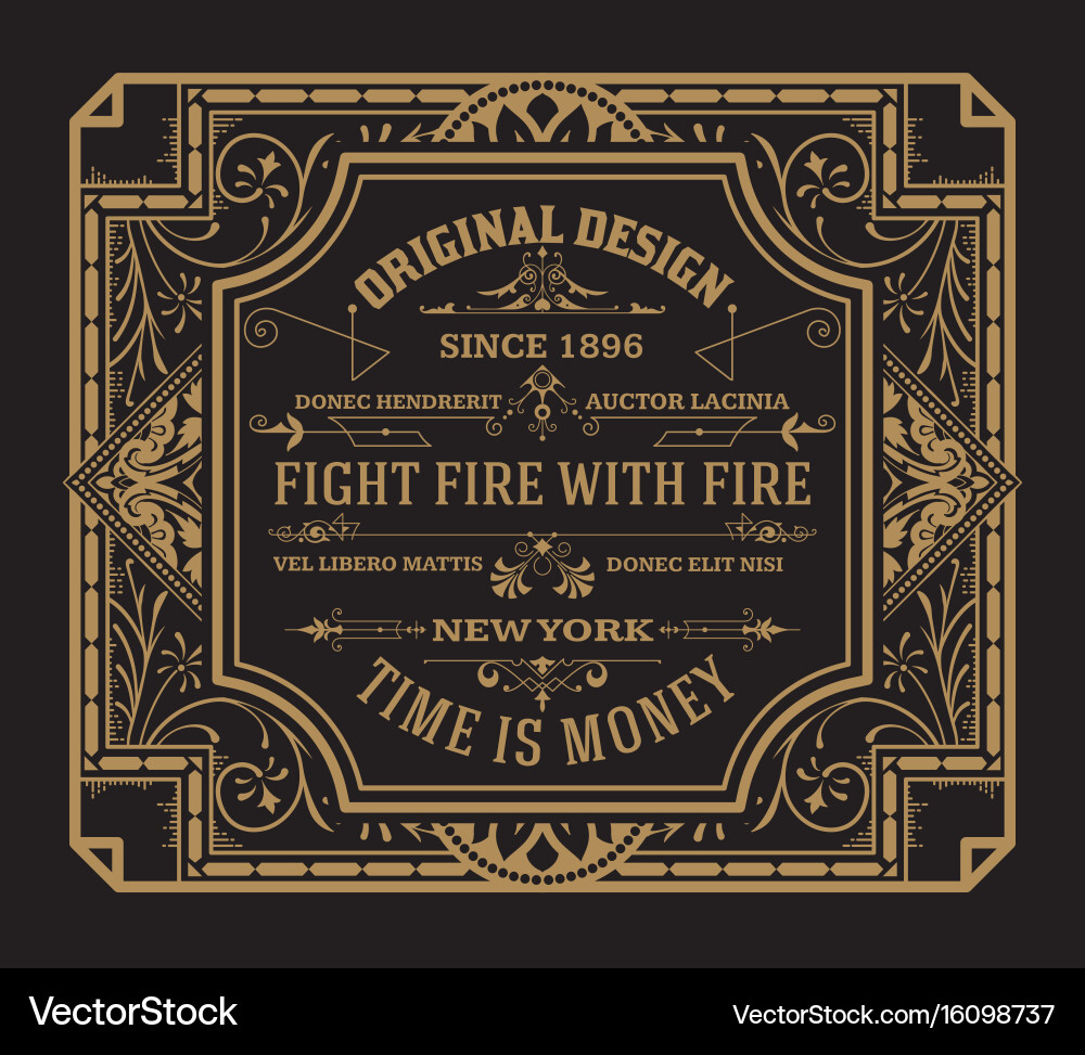 Retro card design with engraving and floral Vector Image