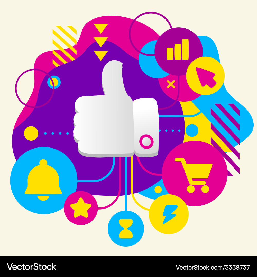 Thumb up on abstract colorful spotted background Vector Image
