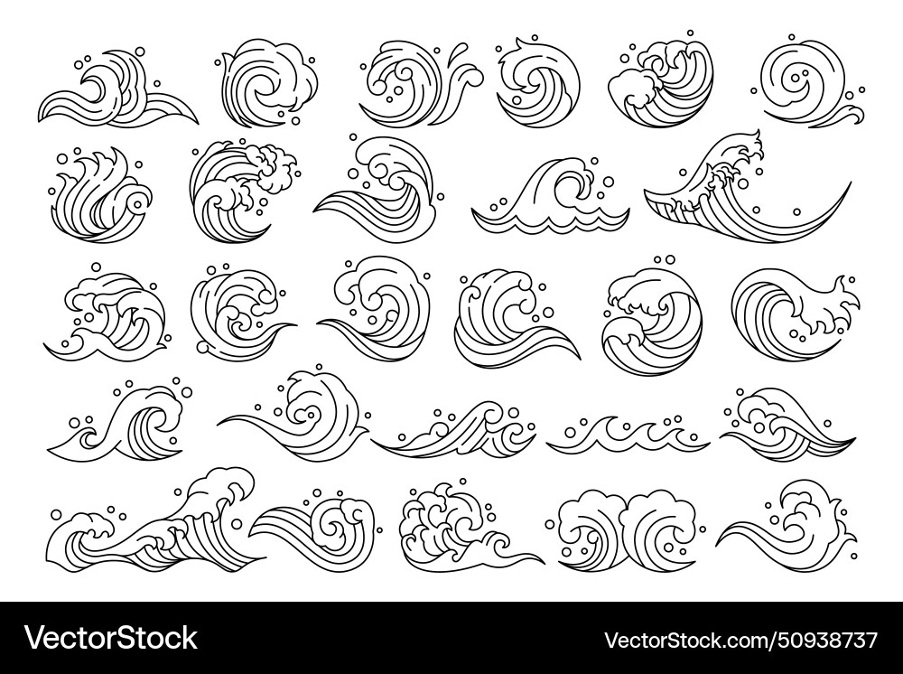 Wave icon pattern japanese japan sea water Vector Image