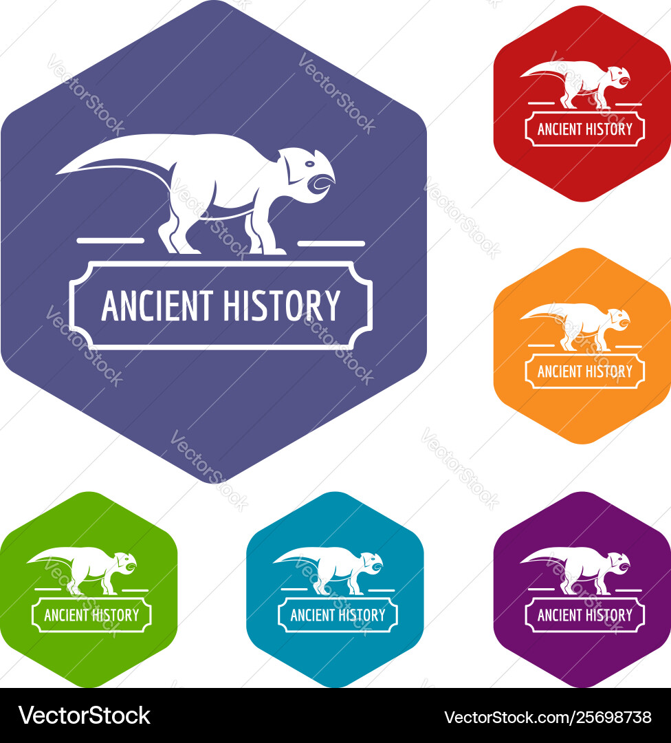 Ancient history icons hexahedron Royalty Free Vector Image
