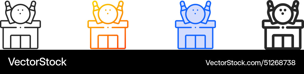 Bowling iconthin linear gradient blue stroke Vector Image