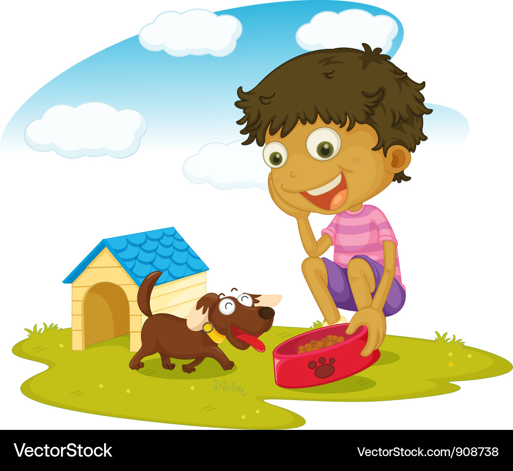 Boy and his dog Royalty Free Vector Image - VectorStock
