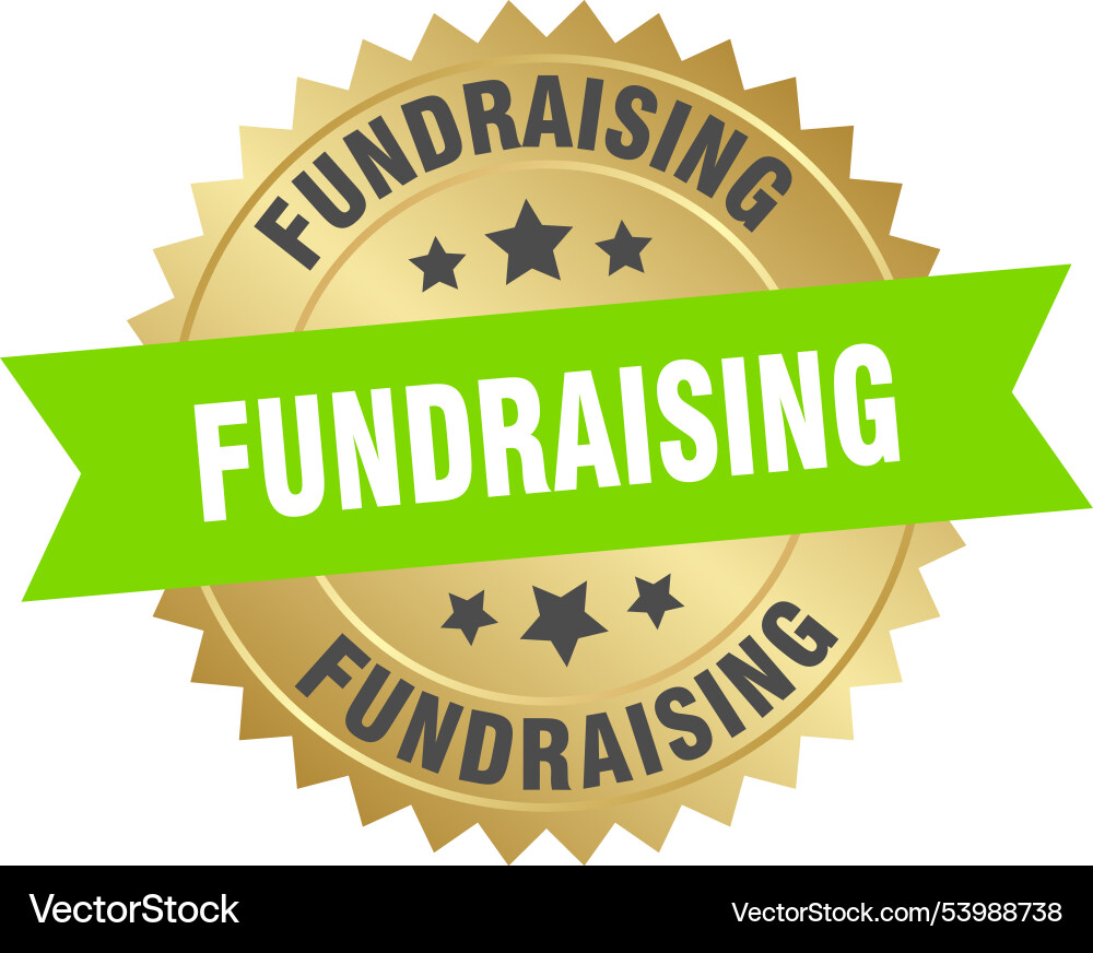 Fundraising round green and gold Royalty Free Vector Image