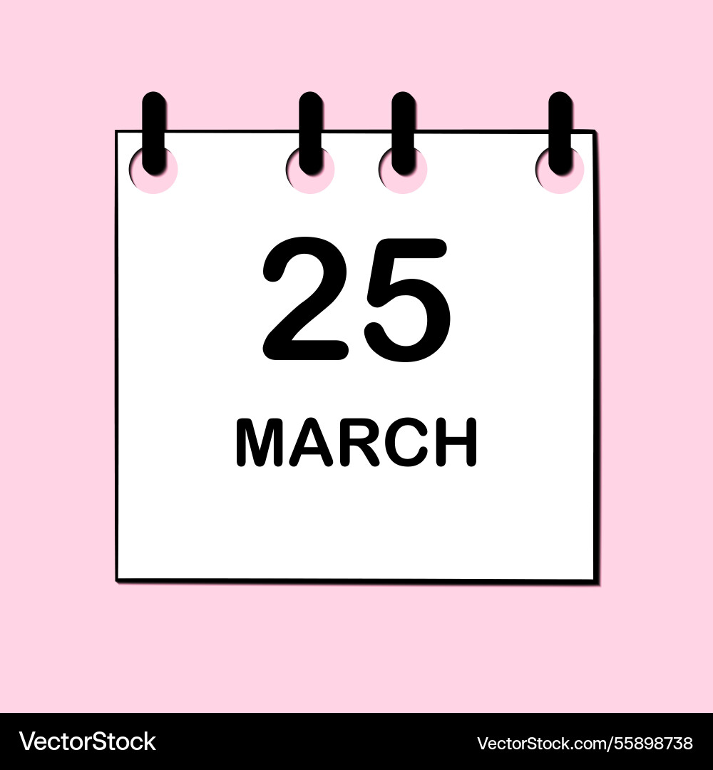 March 25 daily calendar icon for design simple Vector Image