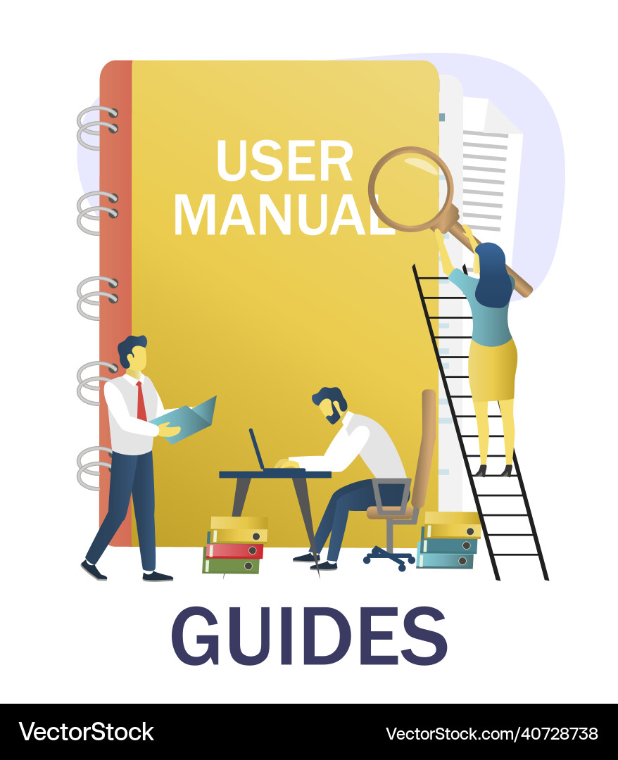 People reading guidebook writing guidance Vector Image