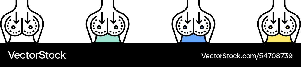 Breast reduction icon outline green blue Vector Image
