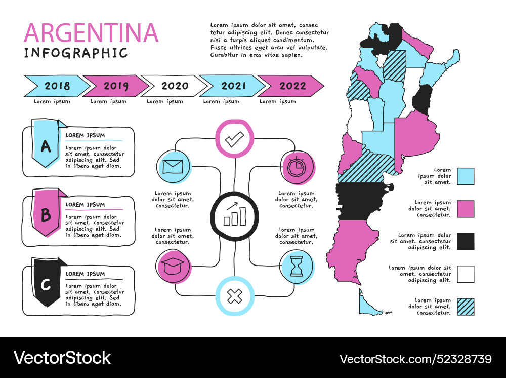 Hand drawn argentina map infographic Royalty Free Vector