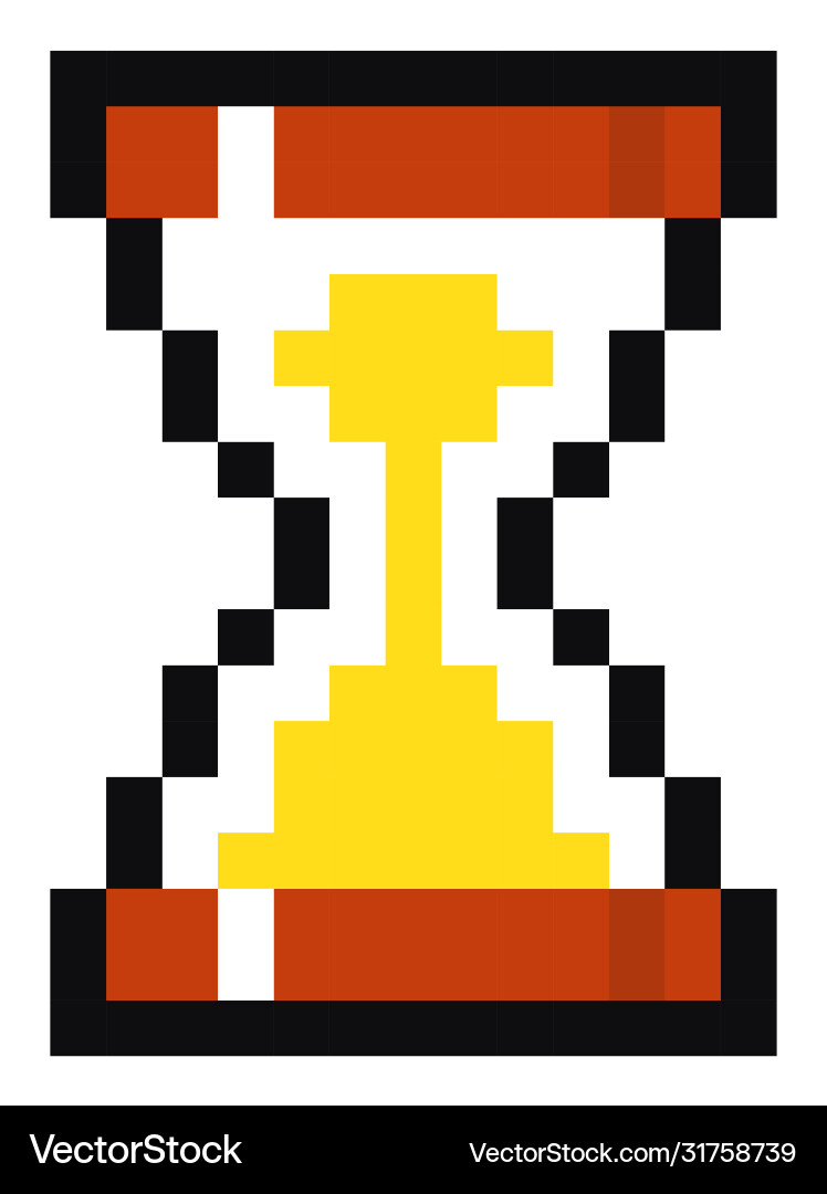 Hourglass pixel with flowing sand icon isolated Vector Image