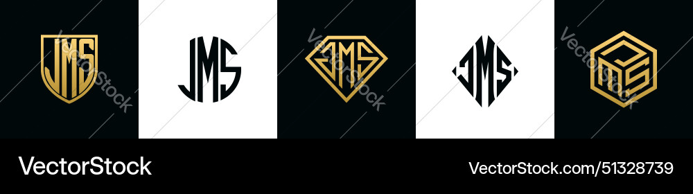 Initial letters jms logo designs bundle Royalty Free Vector