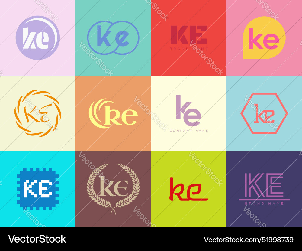 Ke logo company template letter k and e logotype Vector Image