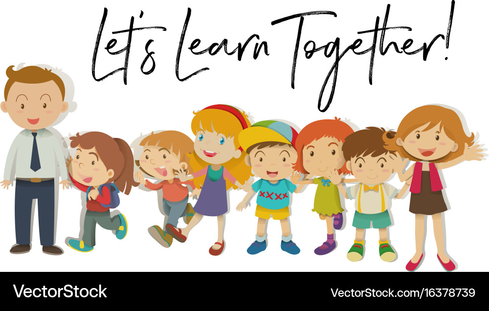 Kids Learning Together - Let's Learn! Royalty Free Vector
