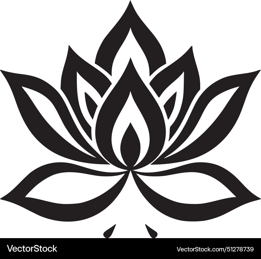 Lotus flower - black and white isolated icon Vector Image