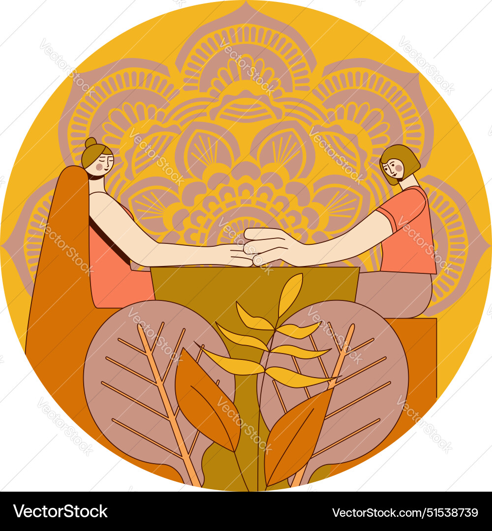 Manicure and hand-massage techniques circle shape Vector Image