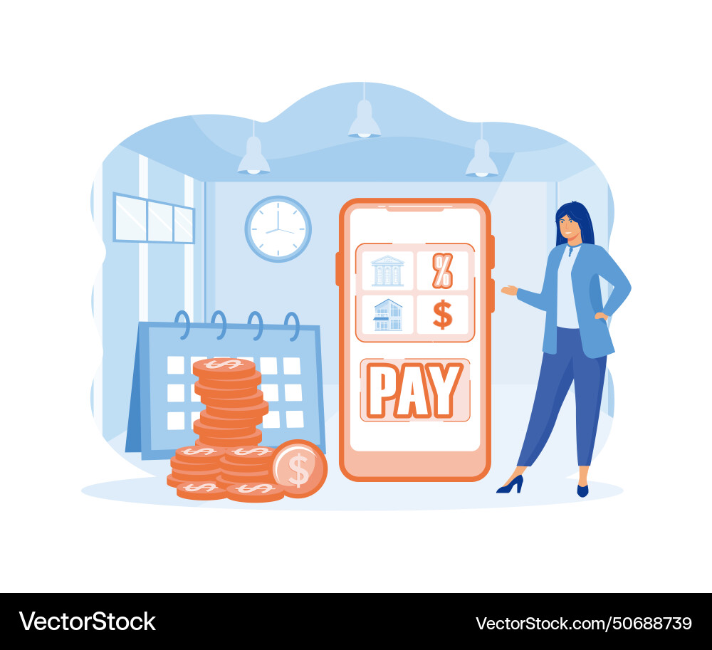 Payment date concept woman with schedule Vector Image
