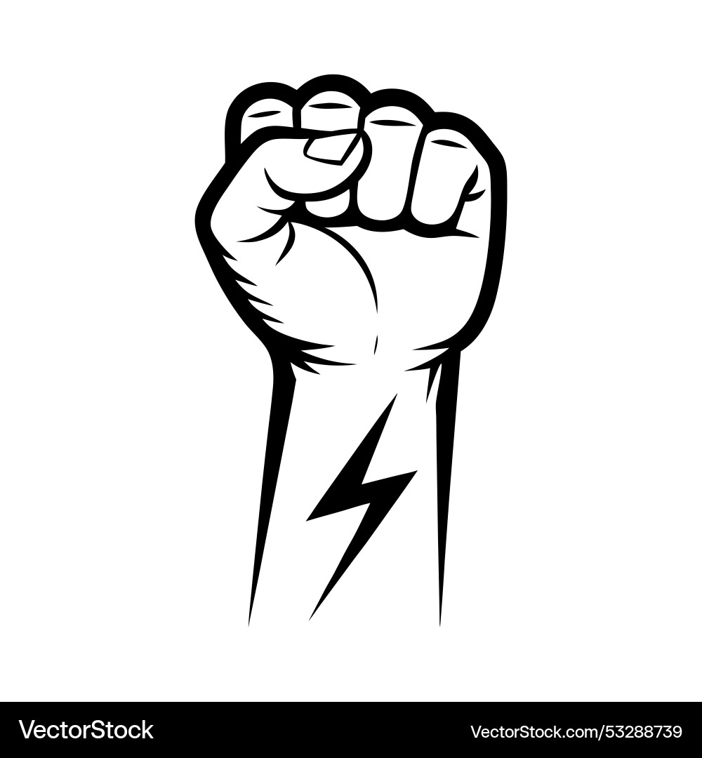 Protest fist with lightning people protesting Vector Image