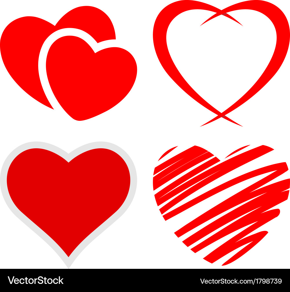 Red Heart Set Royalty Free Vector Image - VectorStock