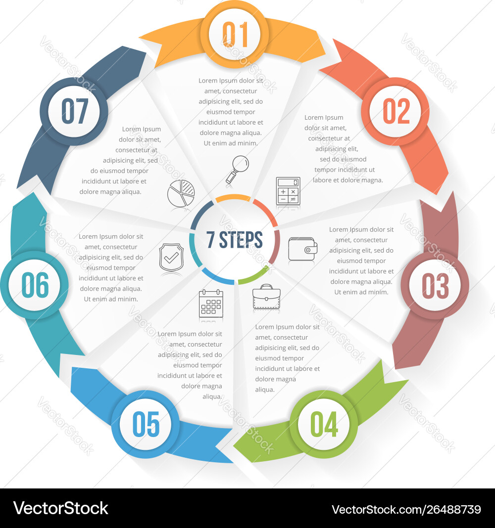 Seven Circle Steps Infographic Template Royalty Free Vector