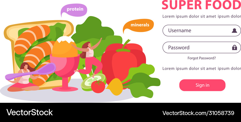 Super food login background Royalty Free Vector Image