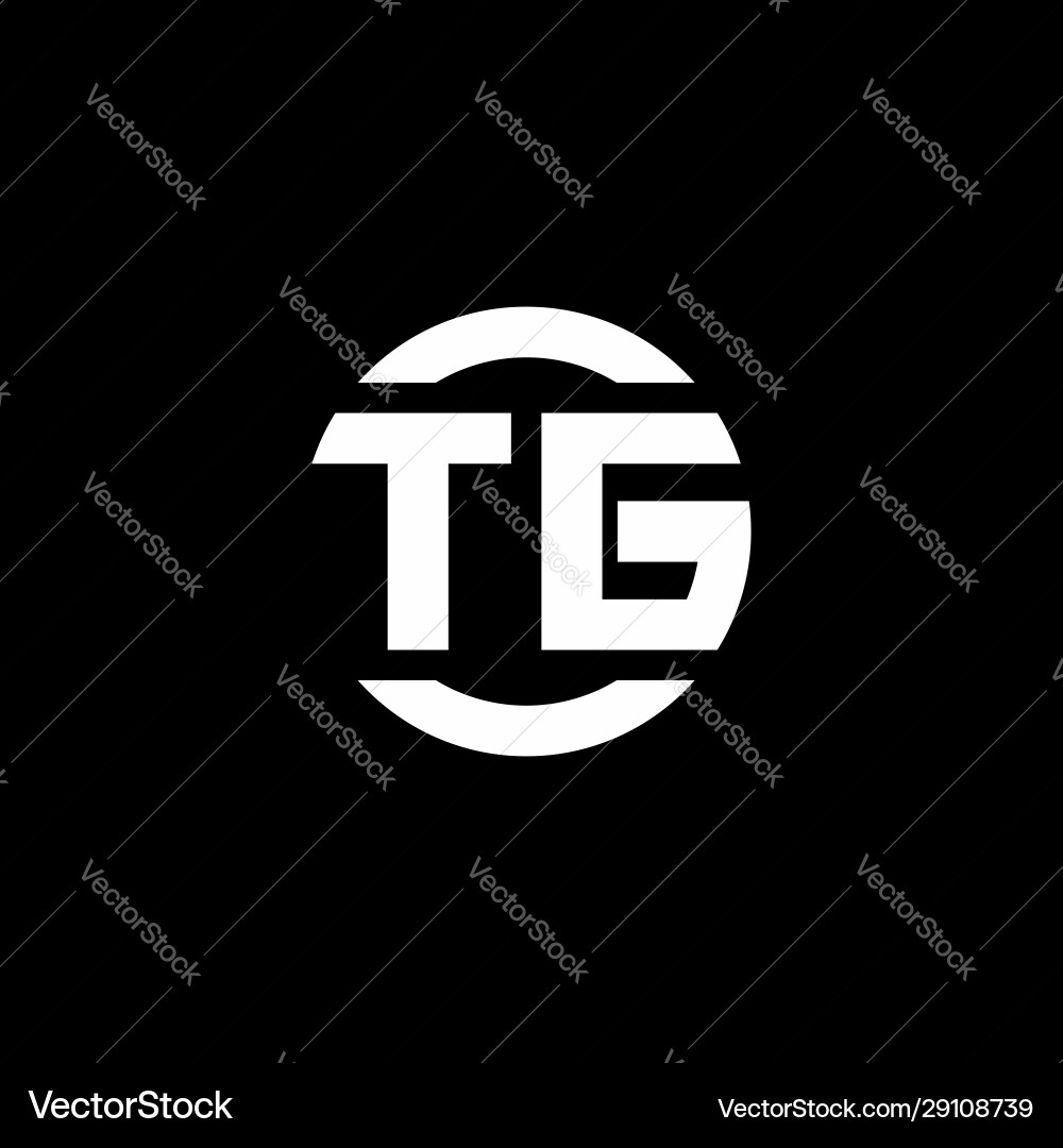 TG Monogram Logo on Circle Royalty Free Vector Image