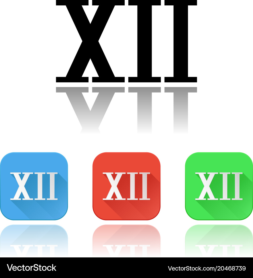Xii roman numeral icons colored set Royalty Free Vector