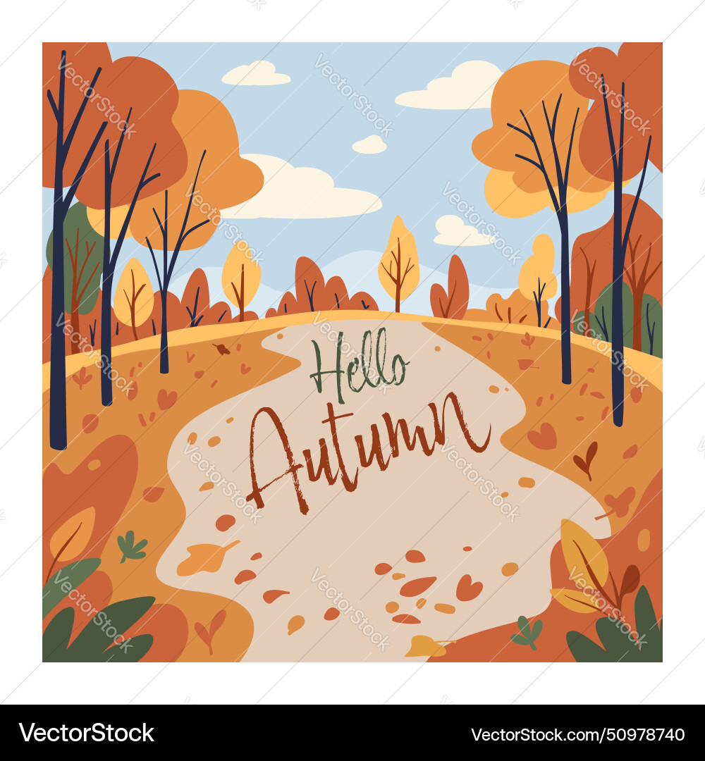 Autumn park with leaf fall Royalty Free Vector Image