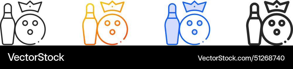 Bowling iconthin linear gradient blue stroke Vector Image