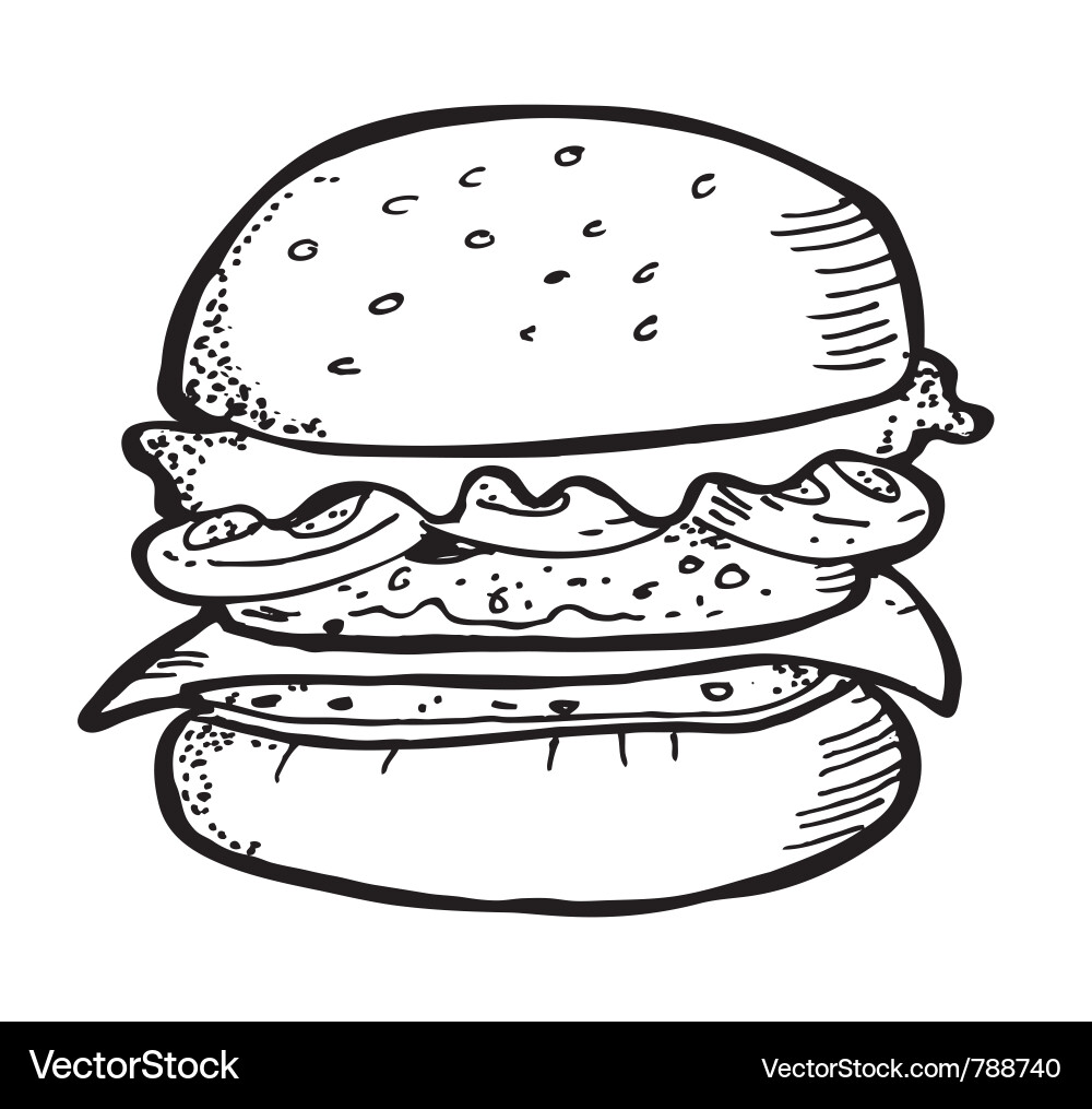 Burger doodle Royalty Free Vector Image - VectorStock