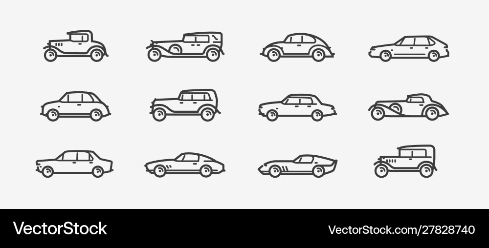 Car icon set transport transportation symbol Vector Image
