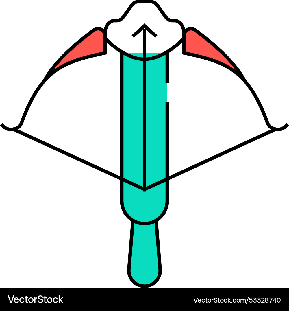 Crossbow medieval weapon icon color Royalty Free Vector