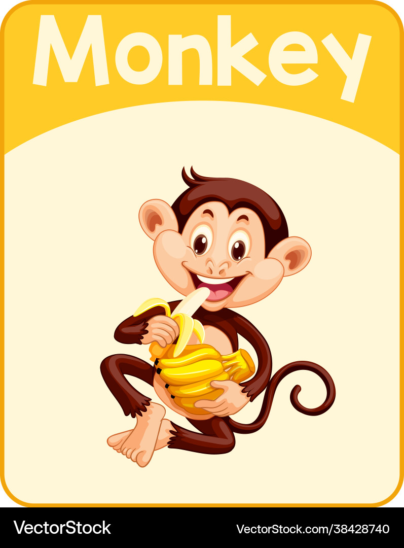 Educational english word card monkey Royalty Free Vector