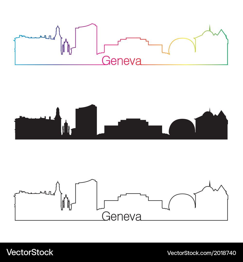 Geneva Rainbow Skyline Royalty Free Vector Image