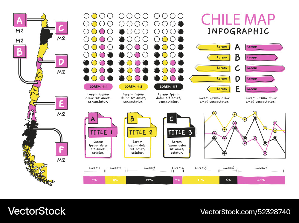 Hand drawn chile map infographic Royalty Free Vector Image