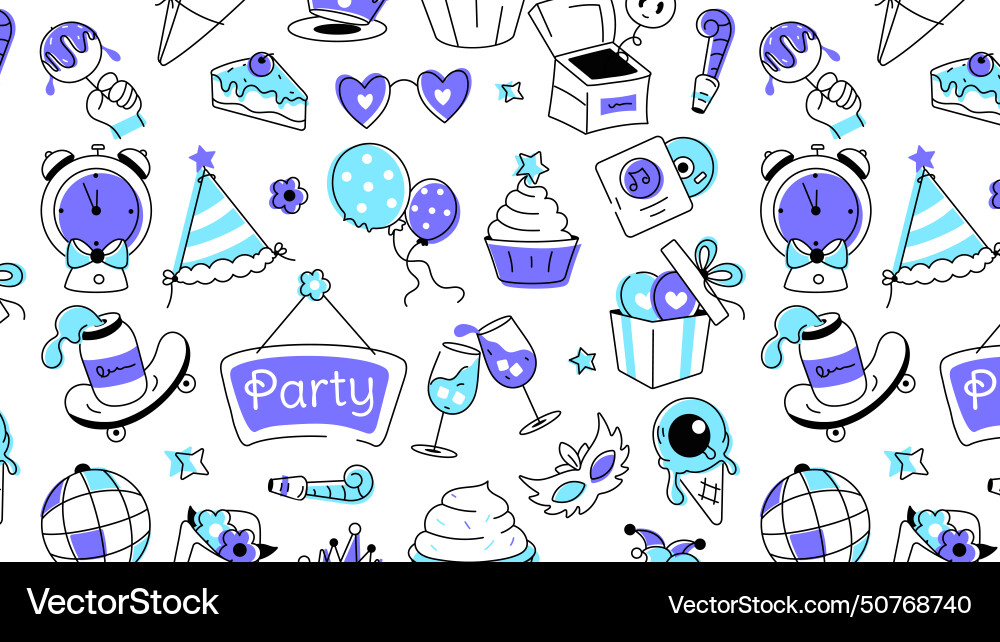 Hand drawn party pattern symbolizing different par