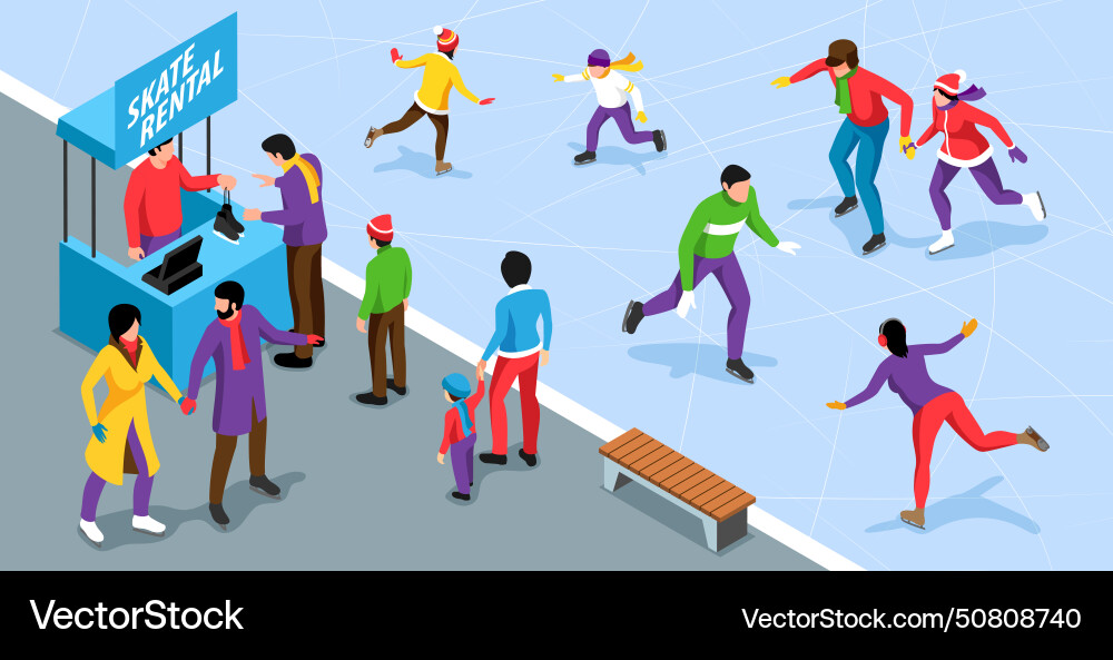 Isometric ice skating Royalty Free Vector Image