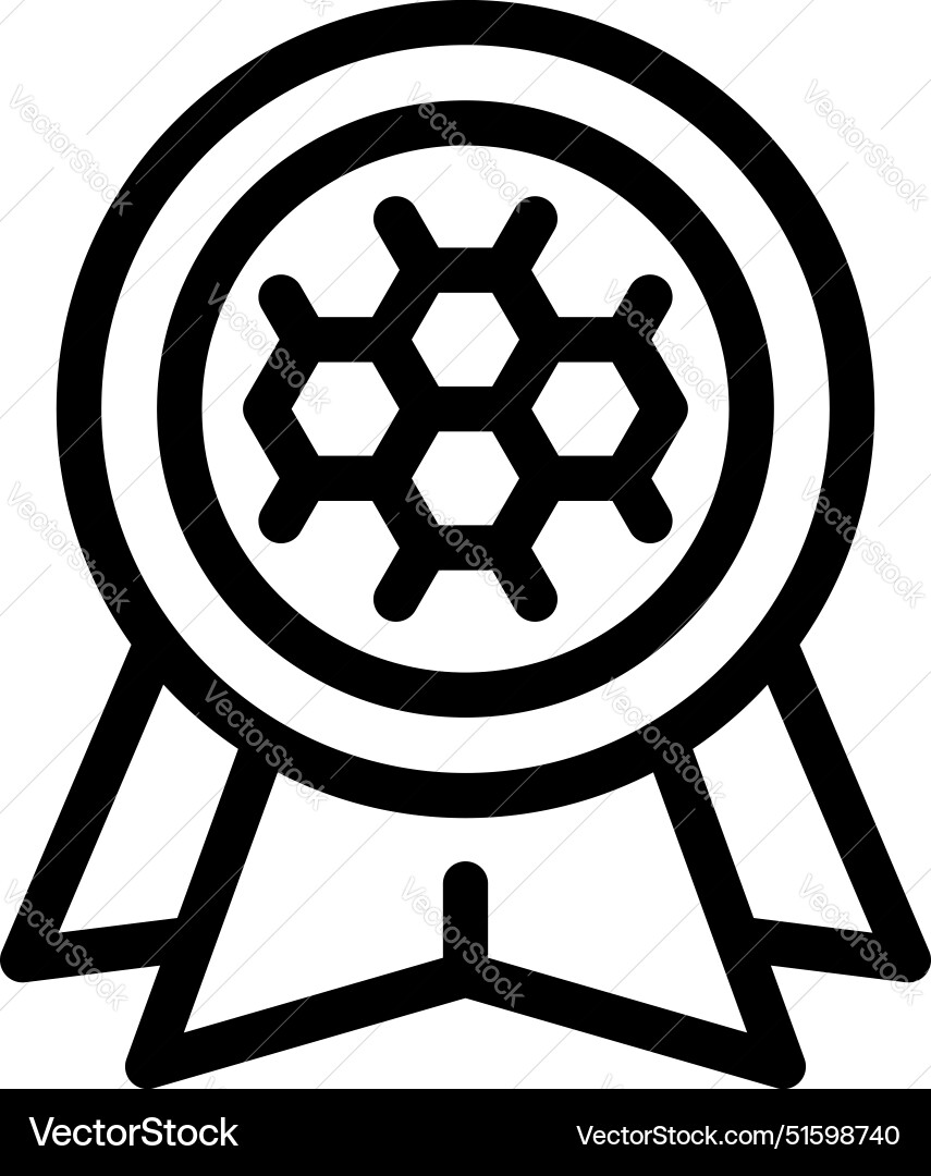 Round award ribbon featuring honeycomb pattern Vector Image