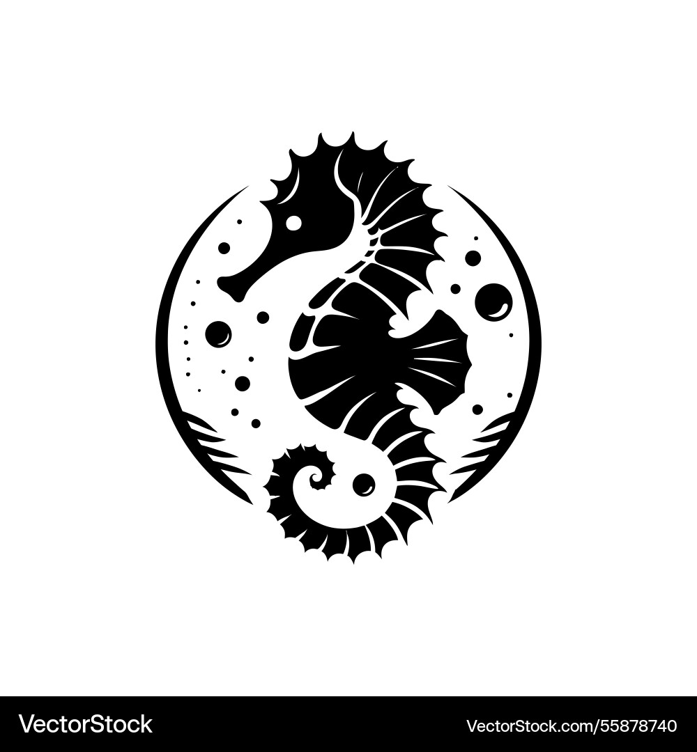 Seahorse silhouette stencil Royalty Free Vector Image
