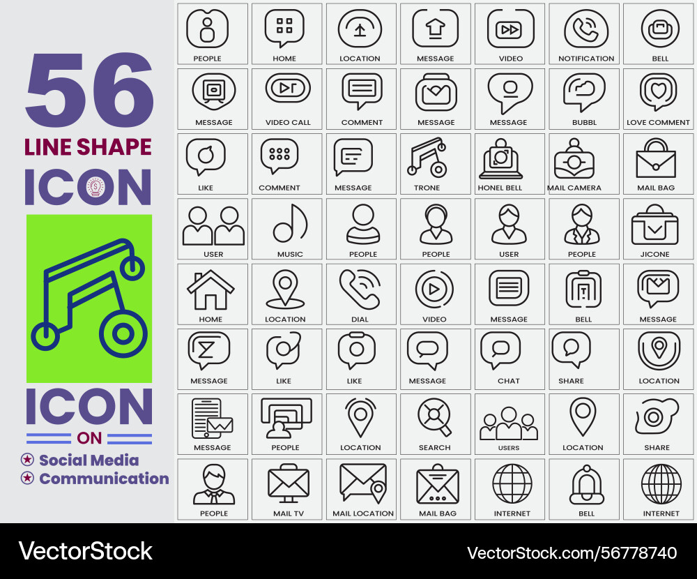 Social media and communication line icon set Vector Image
