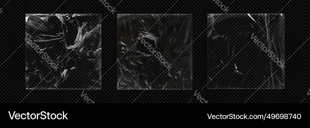 Torn plastic wrap set on transparent background Vector Image