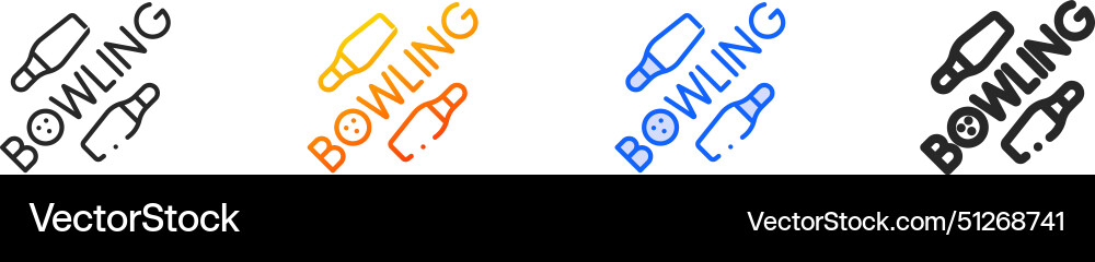Bowling iconthin linear gradient blue stroke Vector Image