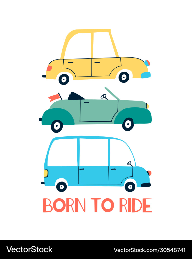 Cars for print design Royalty Free Vector Image