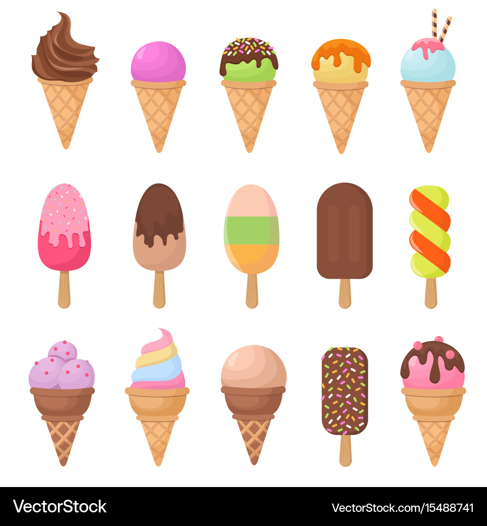 Cartoon ice cream set Royalty Free Vector Image