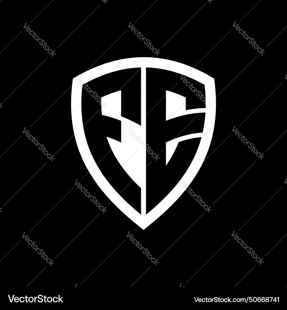 Fe monogram logo with bold letters shield shape Vector Image