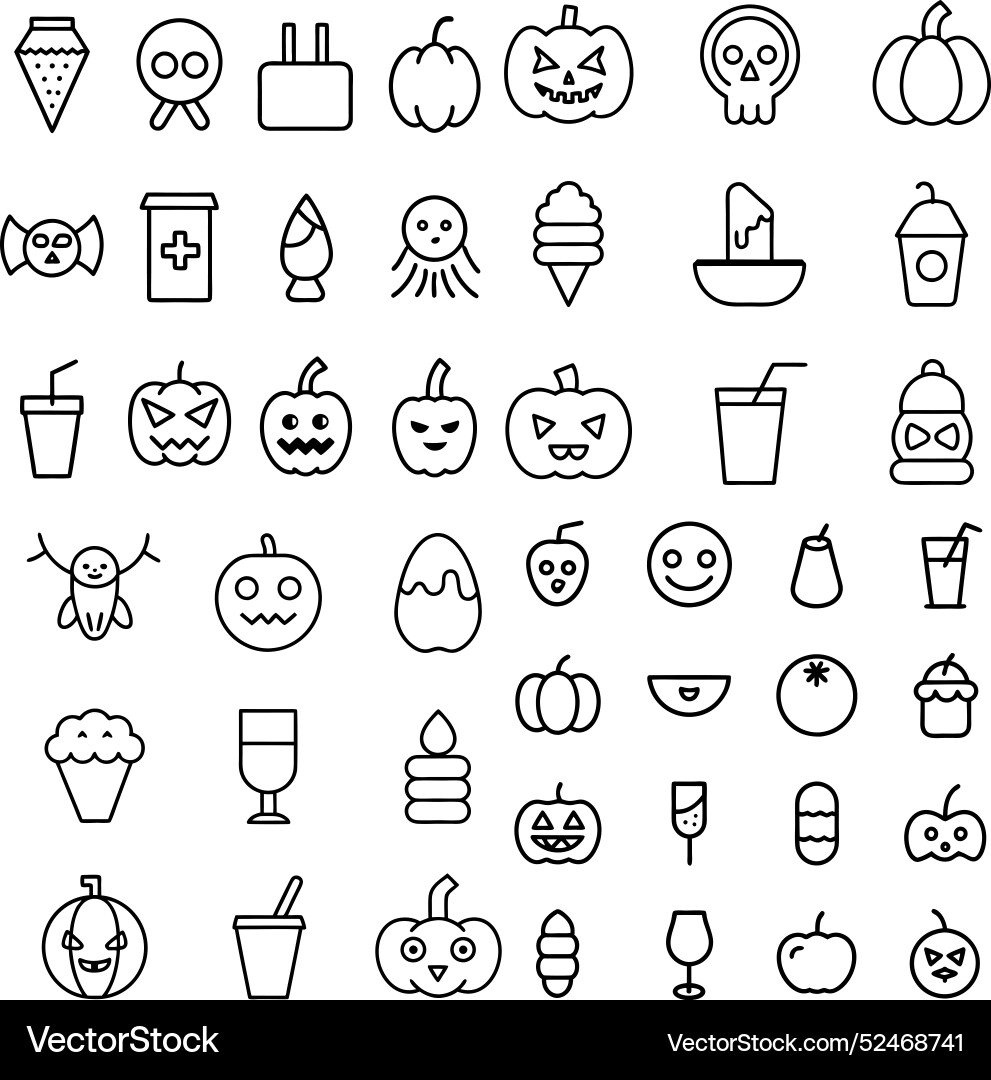 Happy halloween line and outline art Royalty Free Vector