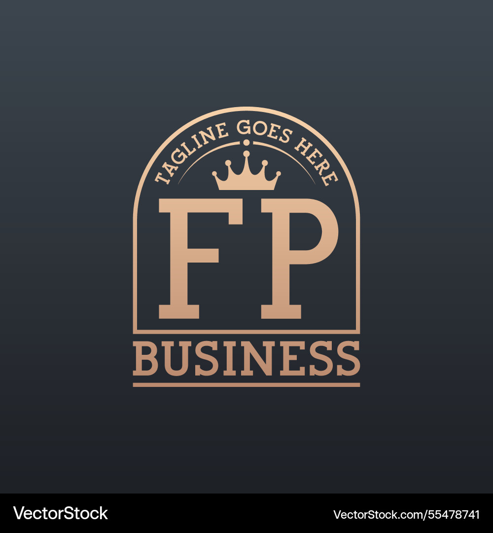Luxury fp logo with crown elegant letter Vector Image