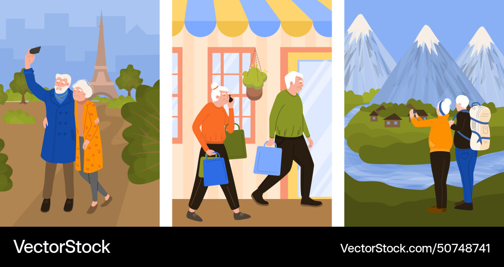 Old people set Royalty Free Vector Image - VectorStock