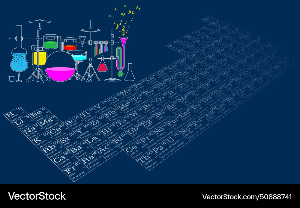 Periodic system and chemical laboratory Royalty Free Vector