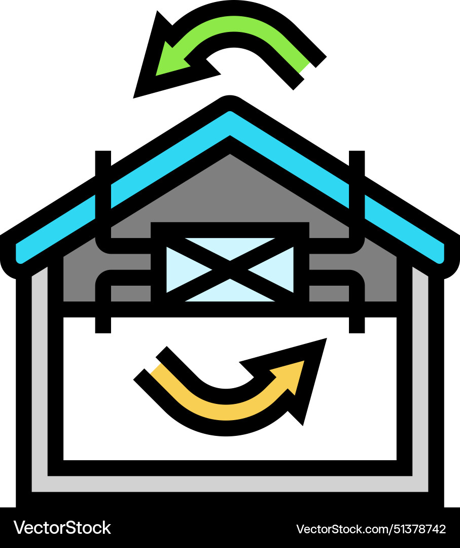 Air exchange ventilation color icon Royalty Free Vector