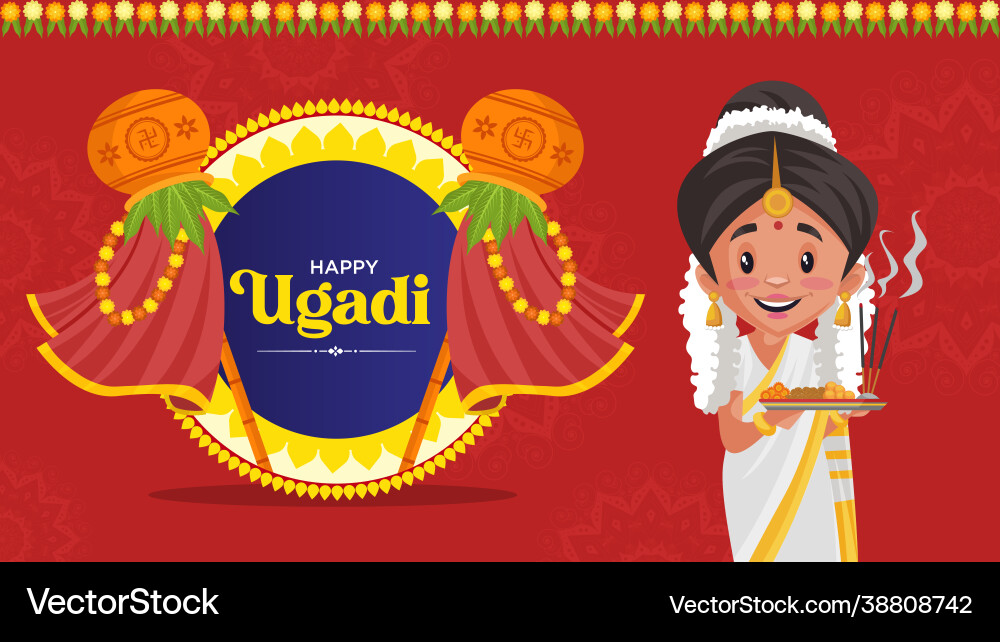 Banner design happy ugadi Royalty Free Vector Image