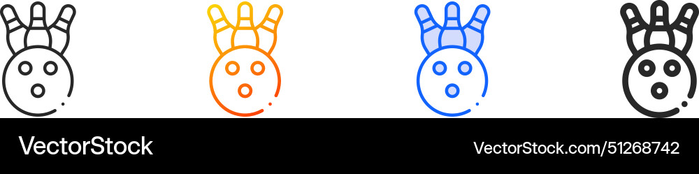 Bowling iconthin linear gradient blue stroke Vector Image